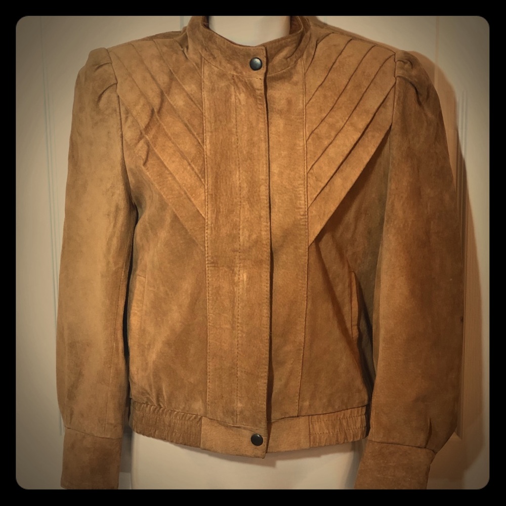 Vintage Suede Jacket 1980’s Thriller Style Pleats - Gem